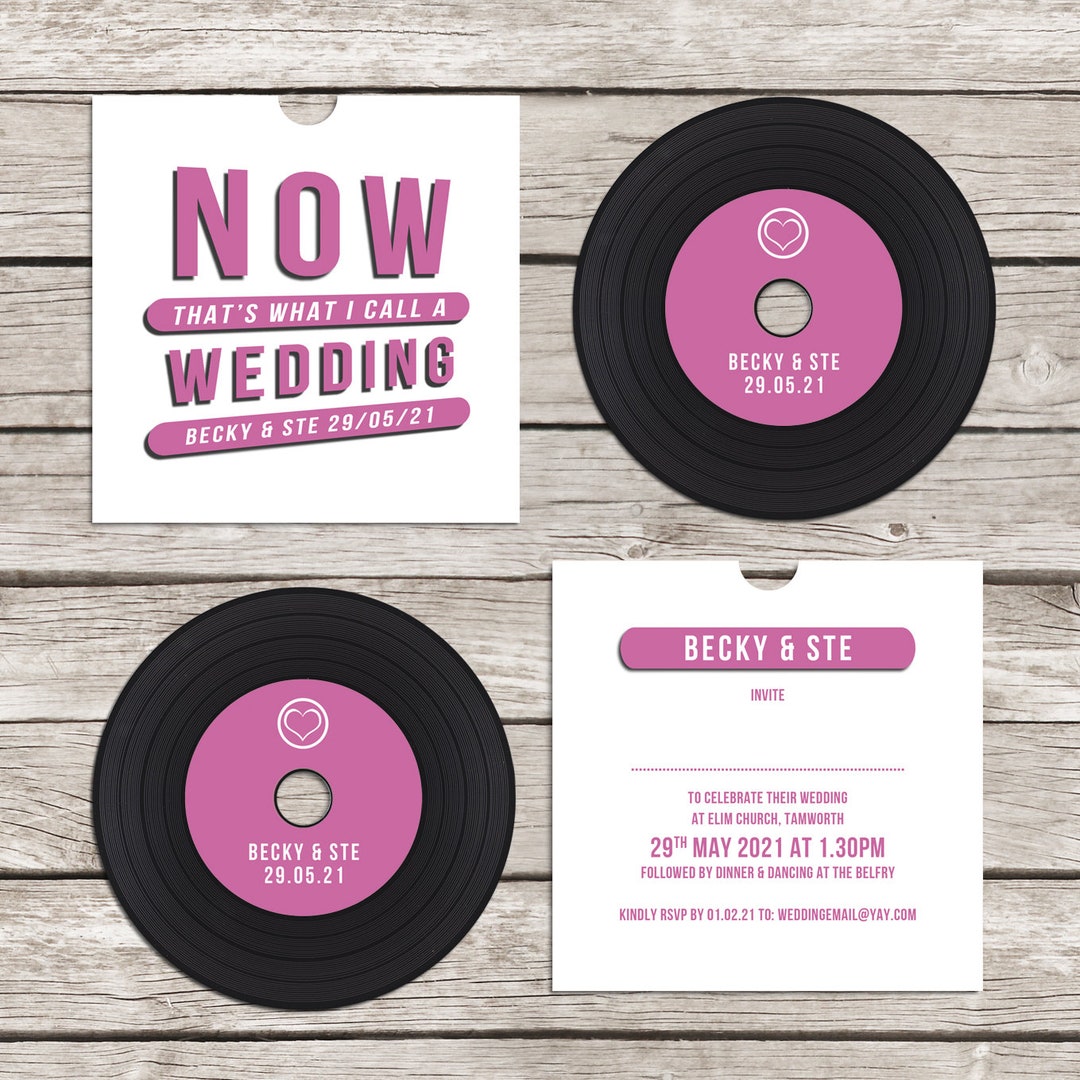 Retro 'vinyl' Record CD Wedding Invitation, Personalised CD Record ...