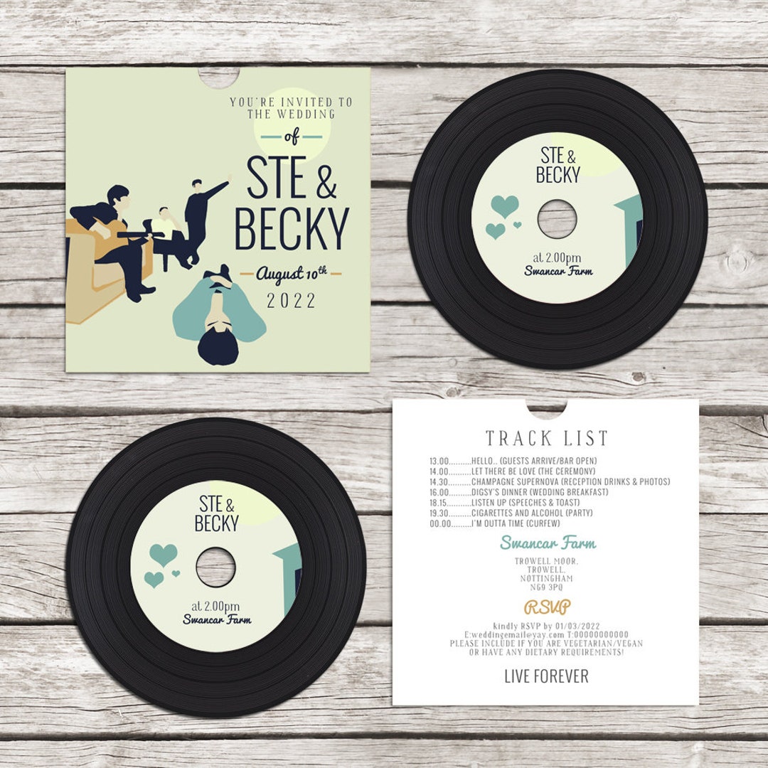 Retro Oasis Inspired CD 'vinyl' Wedding Invitation - Etsy