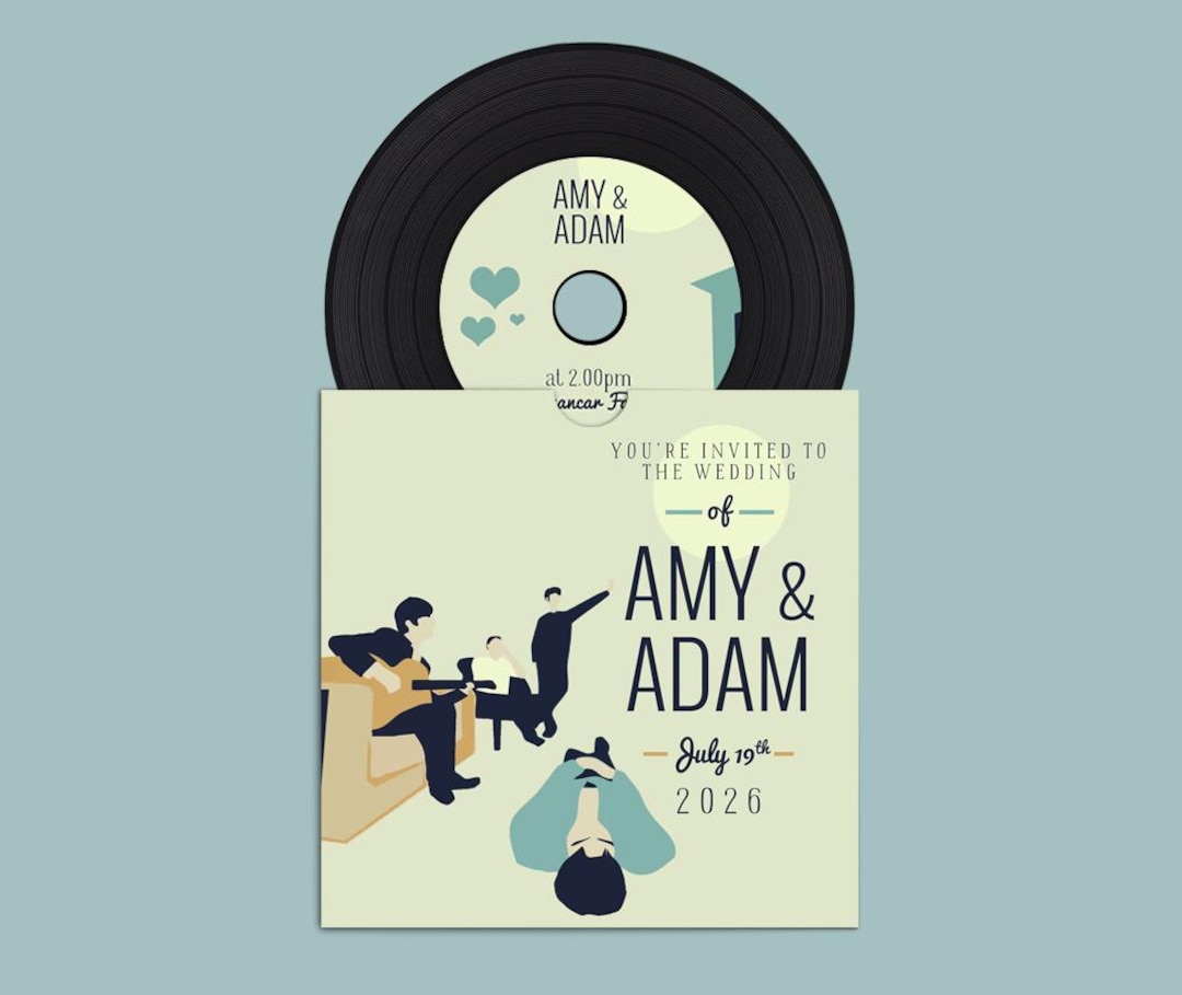 Retro Oasis Inspired CD 'vinyl' Wedding Invitation, Personalised CD ...