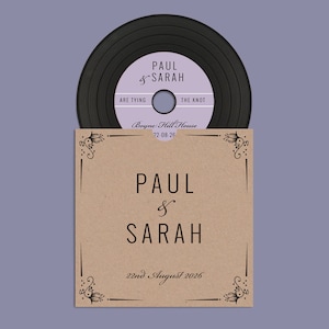Rustic 'vinyl' Record CD Wedding Invitation, Personalised Kraft Sleeves ...