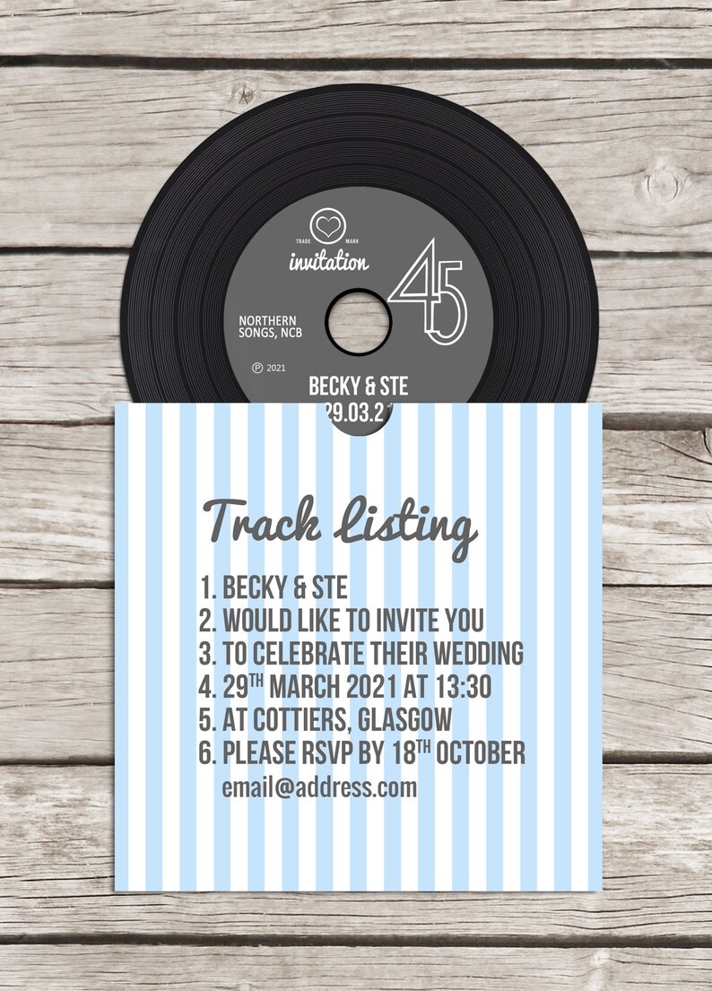 Retro 'vinyl' record CD wedding invitation | Etsy