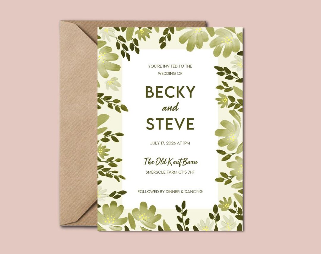 Hand Painted Flowery Wedding Invitations / Party Invitation With ...