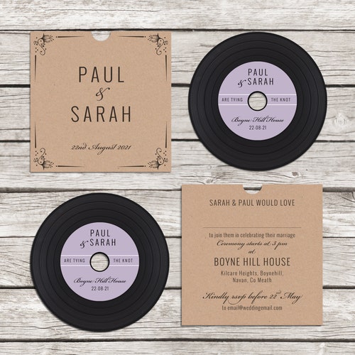 Vinyl Record Wedding Invitation RSVP Music Themed Retro - Etsy
