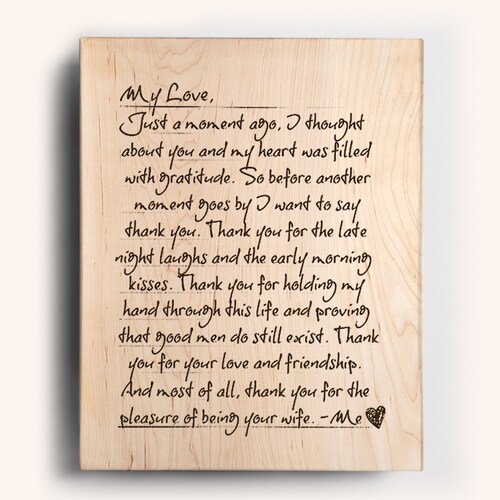 Custom Engraved Handwritten Love Letter on Wood Board - Etsy
