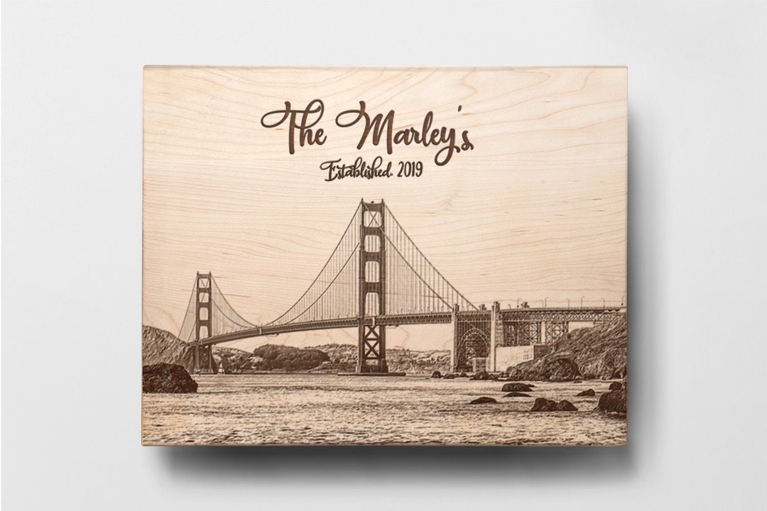 Custom San Francisco Golden Gate Bridge Wooden Cutting Board Engraved ...