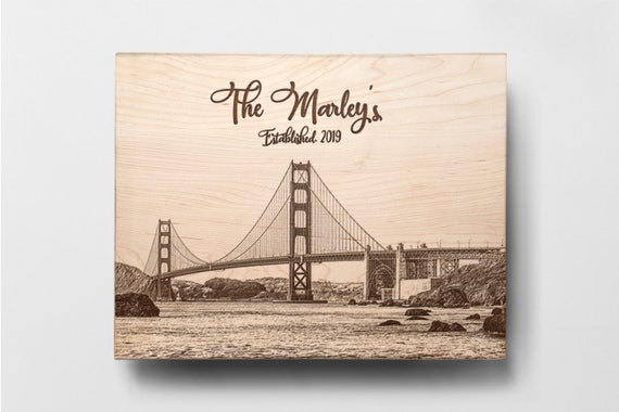 Engraved San Francisco Skyline Wood Cutting Board Golden Gate - Etsy