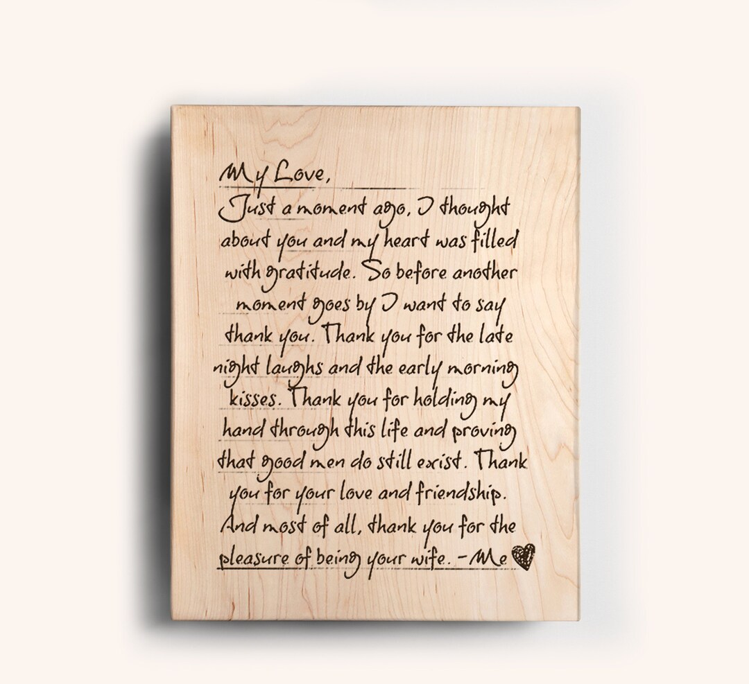 Custom Engraved Handwritten Love Letter on Wood Board, Personalized ...