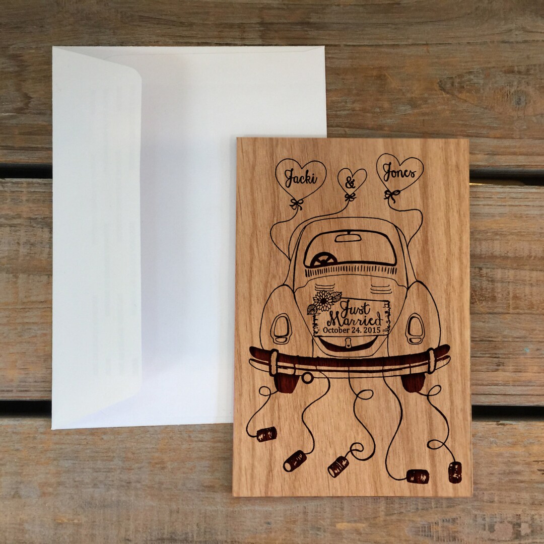 Personalized Wedding Wood Card Engraved, Congratulation or Engagement ...