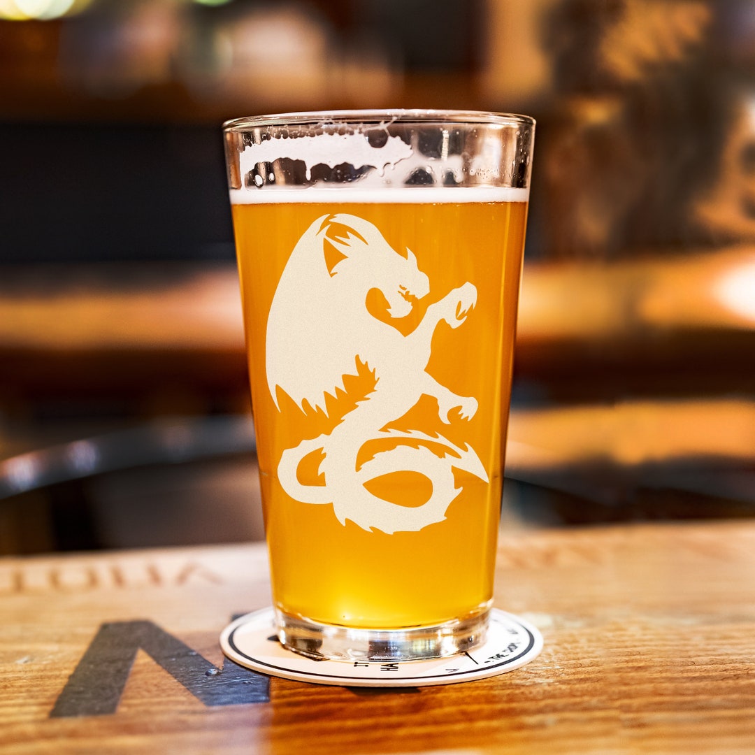 Etched Dragon Pint Beer Glass: Gift for Fantasy Creature Enthusiasts - Etsy