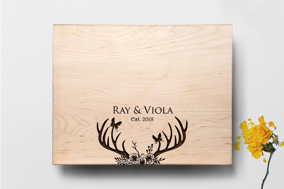 Personalized Engraved Deer Antler Cutting Board, Custom Wedding Gift ...