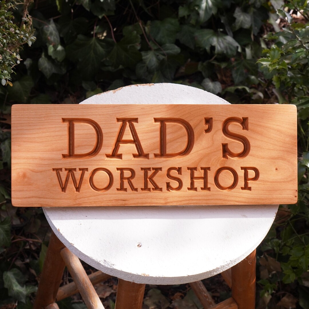 Custom Dad’s Workshop Wooden Sign for Men – Carved, 14x5" - Etsy