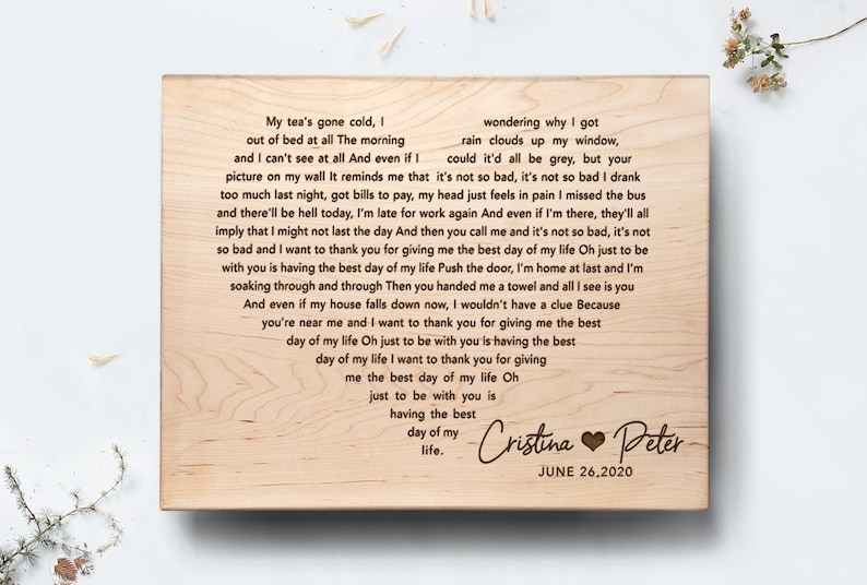 Custom Song Lyrics Plaque Engraved on Wood Board Wedding - Etsy