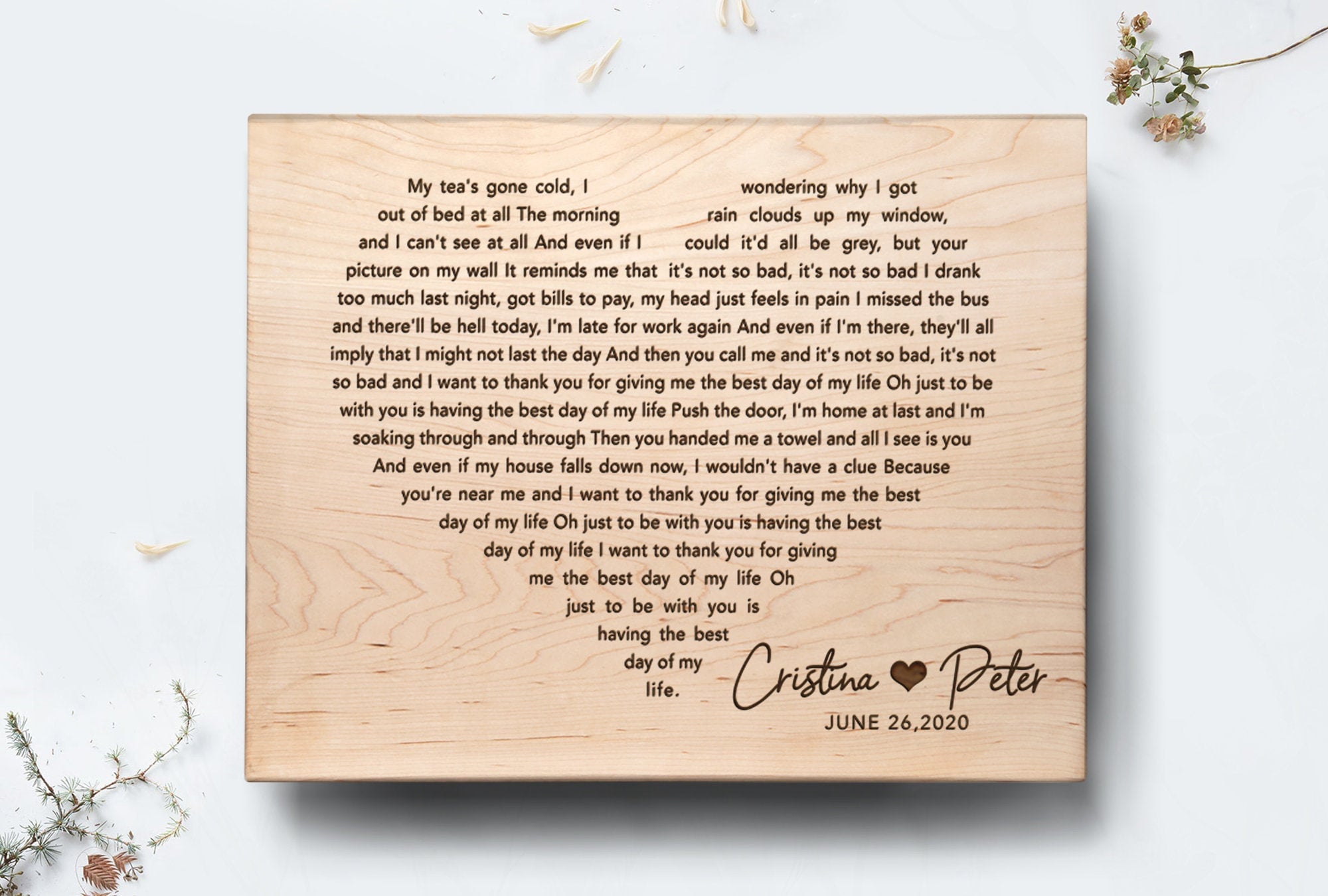Custom Song Lyrics Plaque Engraved on Wood Board Wedding - Etsy