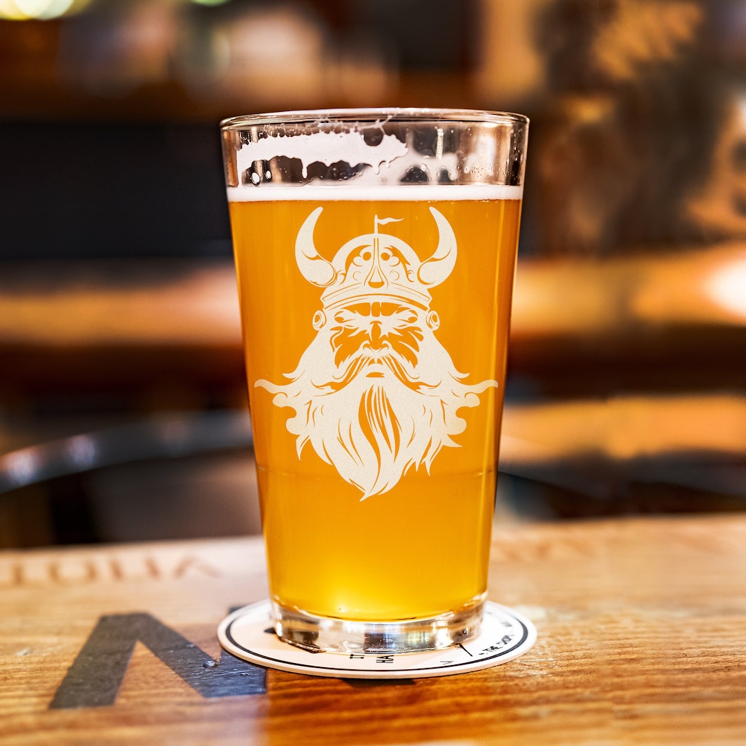 Engraved Viking Warrior Beer Pint Glass - Norse Mythology Gift Idea - Etsy