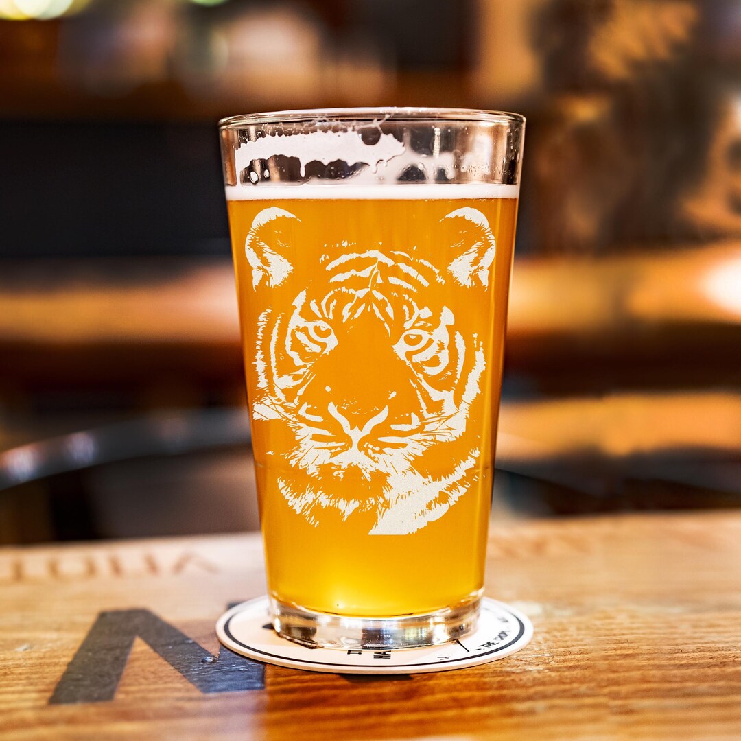 Engraved Tiger Pint Beer Glass 16 Oz. - Etsy