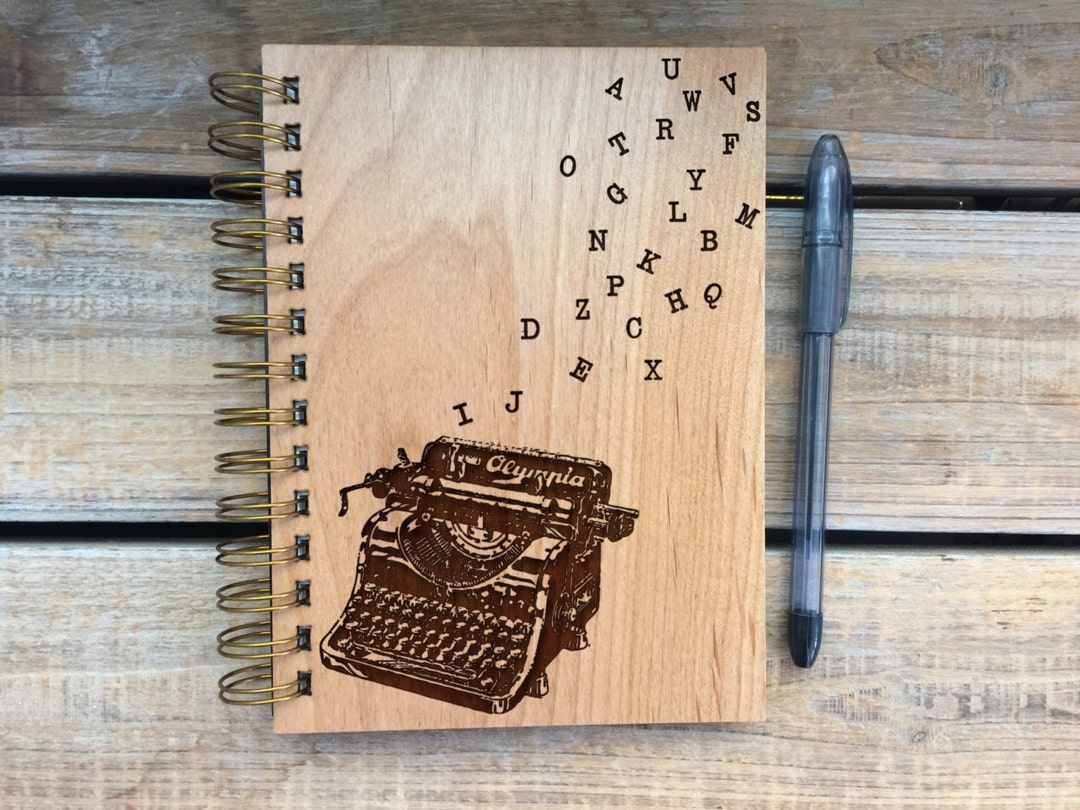 Runaway Typewriter Letters: Wood Journal, Daily Inspiration Journal ...