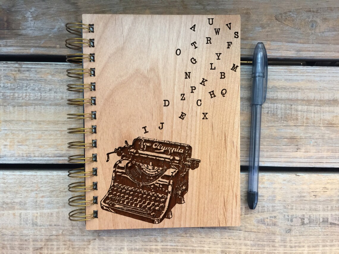 Runaway Typewriter Letters: Wood Journal Daily Inspiration | Etsy