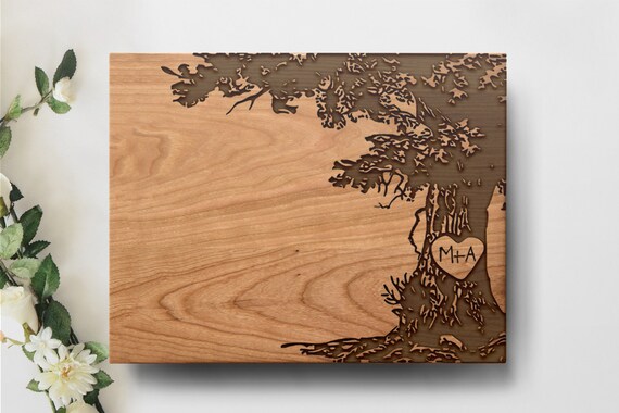 Laser Engraved Tree Cutting Board With Initial Personalized - Etsy