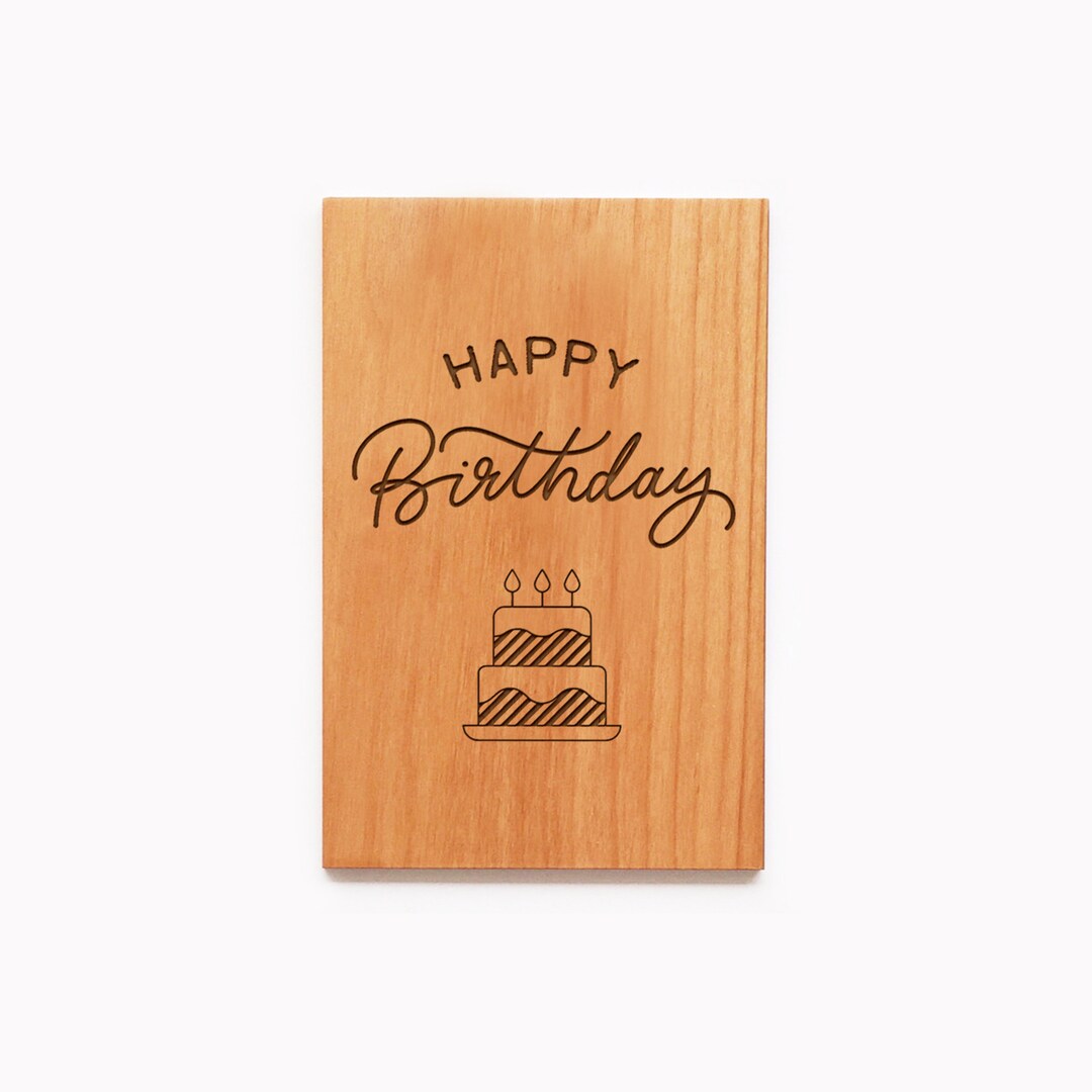Custom Engraved Birthday Greeting Card Personalized Wood Gift With ...