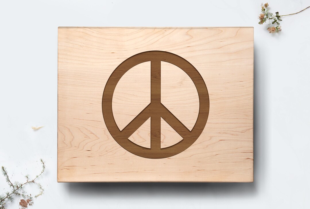 Engraved Peace Sign on Wood Cutting Board for Kitchen Decor - Etsy