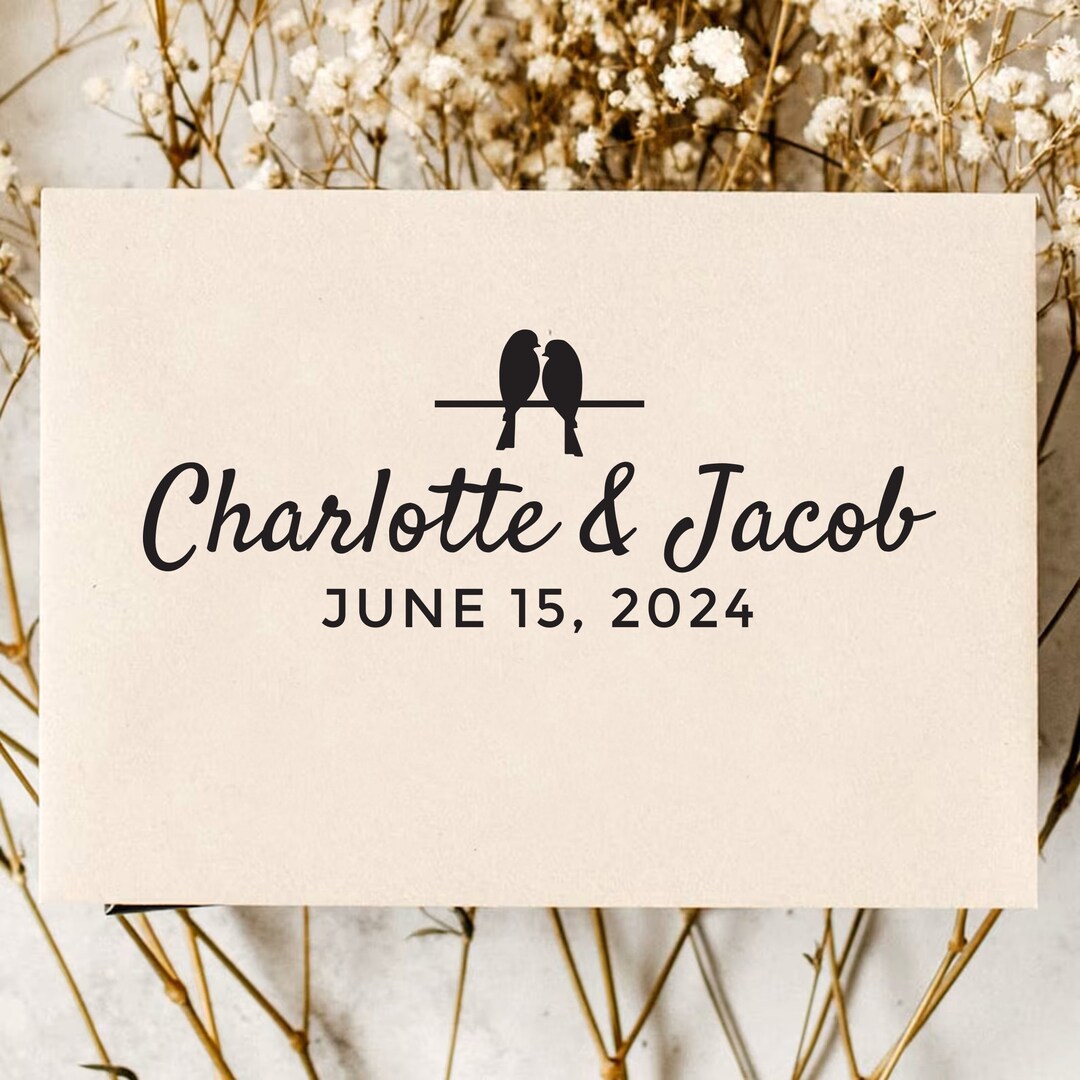 Custom Love Birds Wedding Self Inking Stamp 2.5x1" - Etsy
