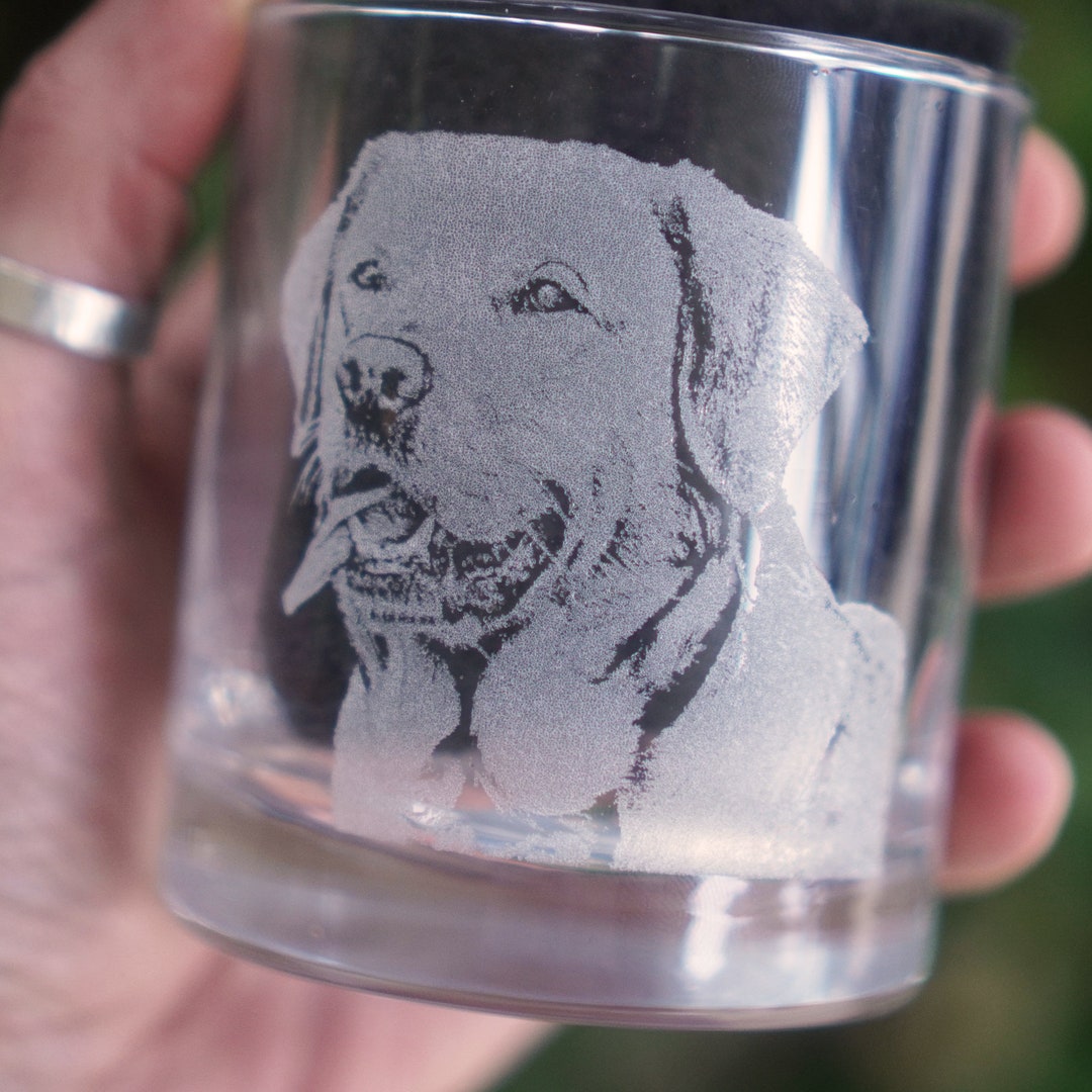 Etched Dog Picture on Whiskey Glass: Personalized Photo Gift for Dog ...