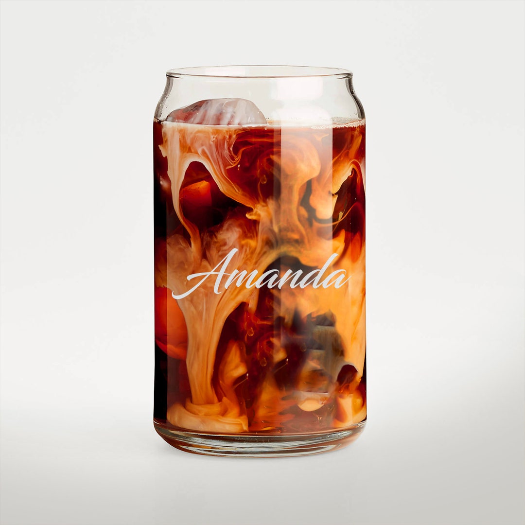 Personalized Iced Coffee Cup Custom Etched Glass With Name, Gift for ...