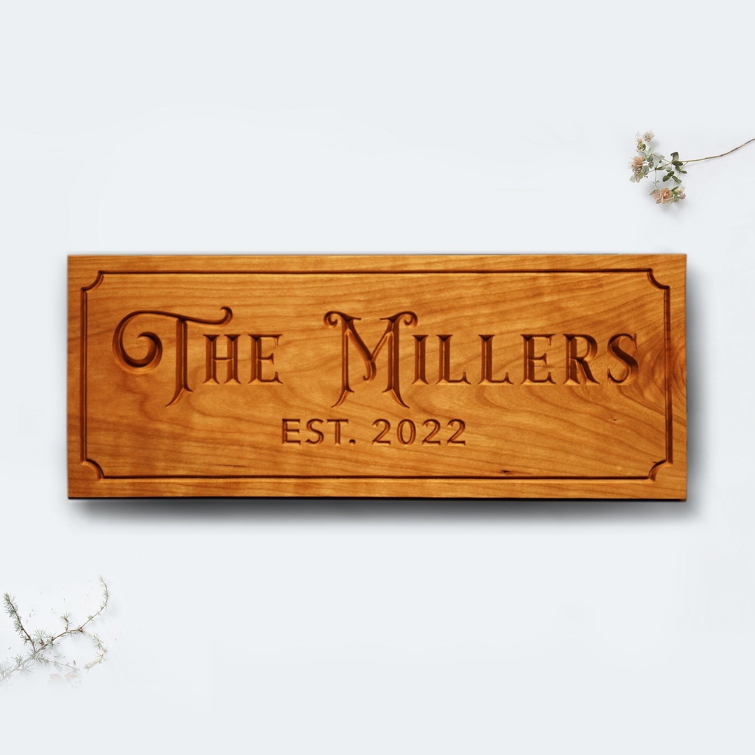 Personalized Carved Wooden Family Name Sign for Home Wall Decor 18x7 ...