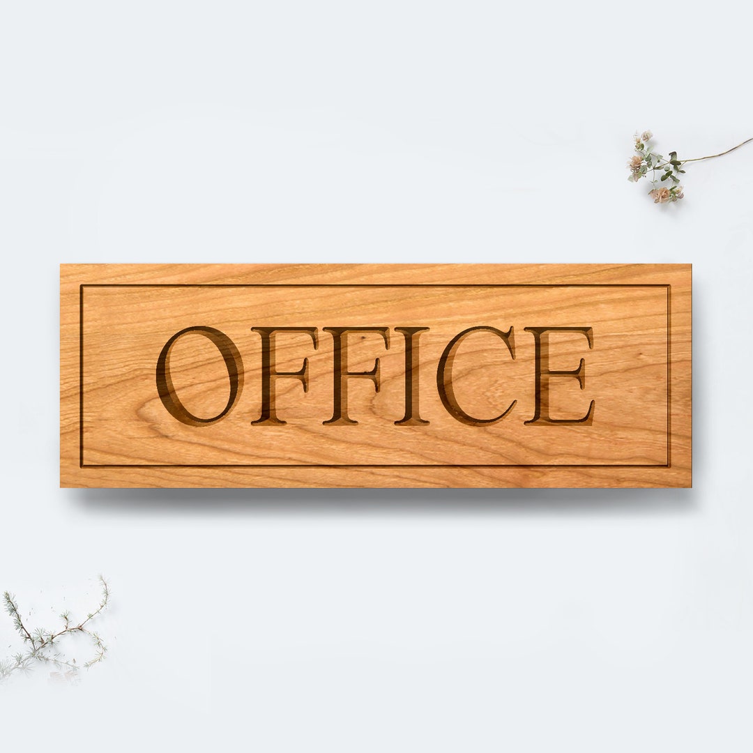 Wooden Office Door Sign Carved: Rustic Wall Decor 14x5 Inches - Etsy