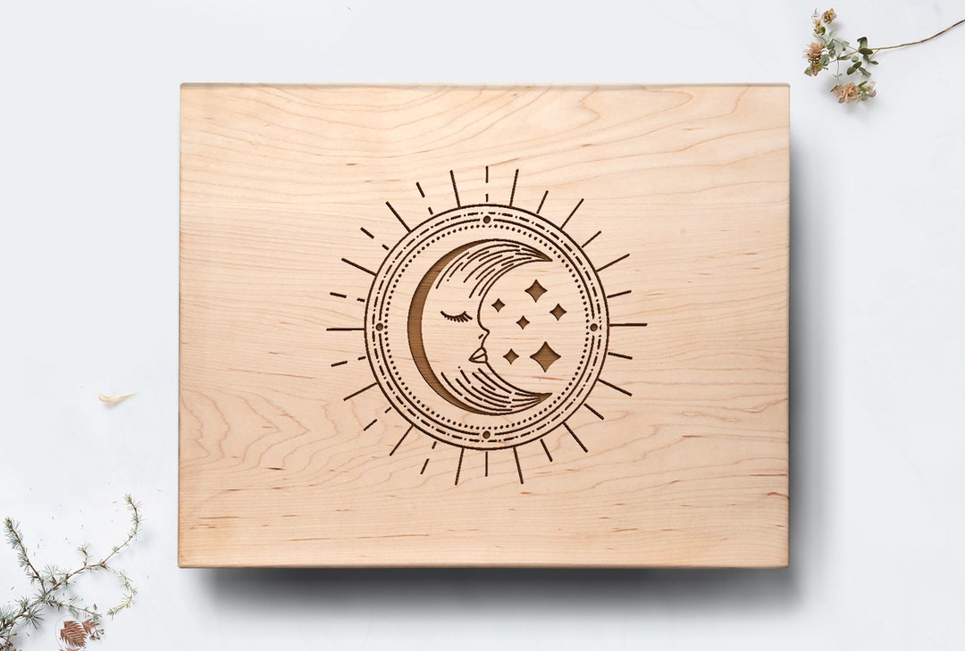 Crescent Moon Wood Cutting Board Engraved Art Decor - Etsy