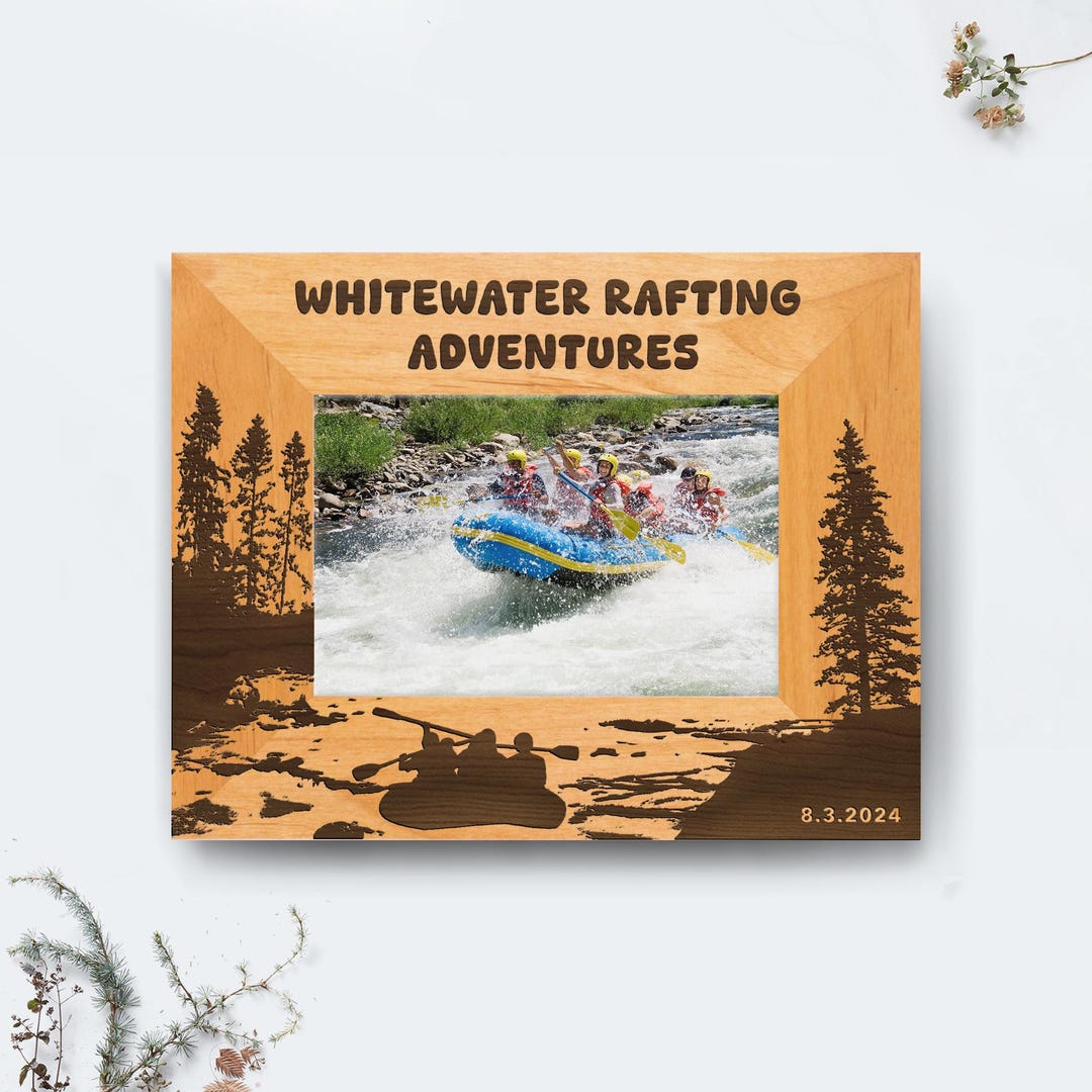Personalized Rafting Picture Frame Engraved With Forest River Landscape ...