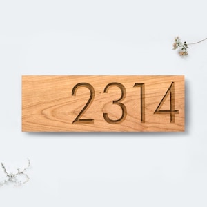 Personalized Wood Address Plaque: Carved House Numbers, Minimalist ...