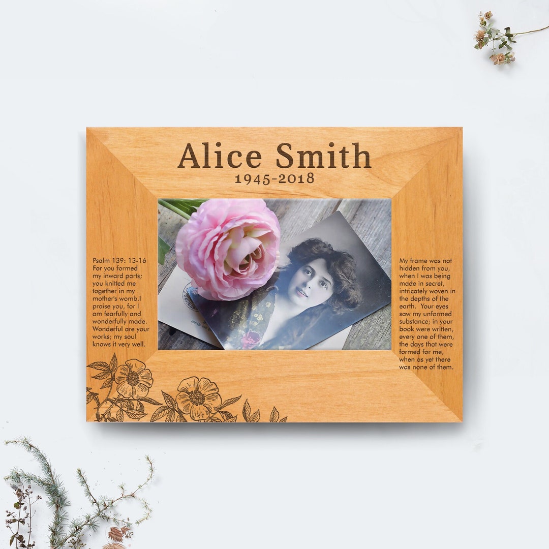 Personalized Funeral Photo Frame Engraved With Bible Verse - Memorial ...