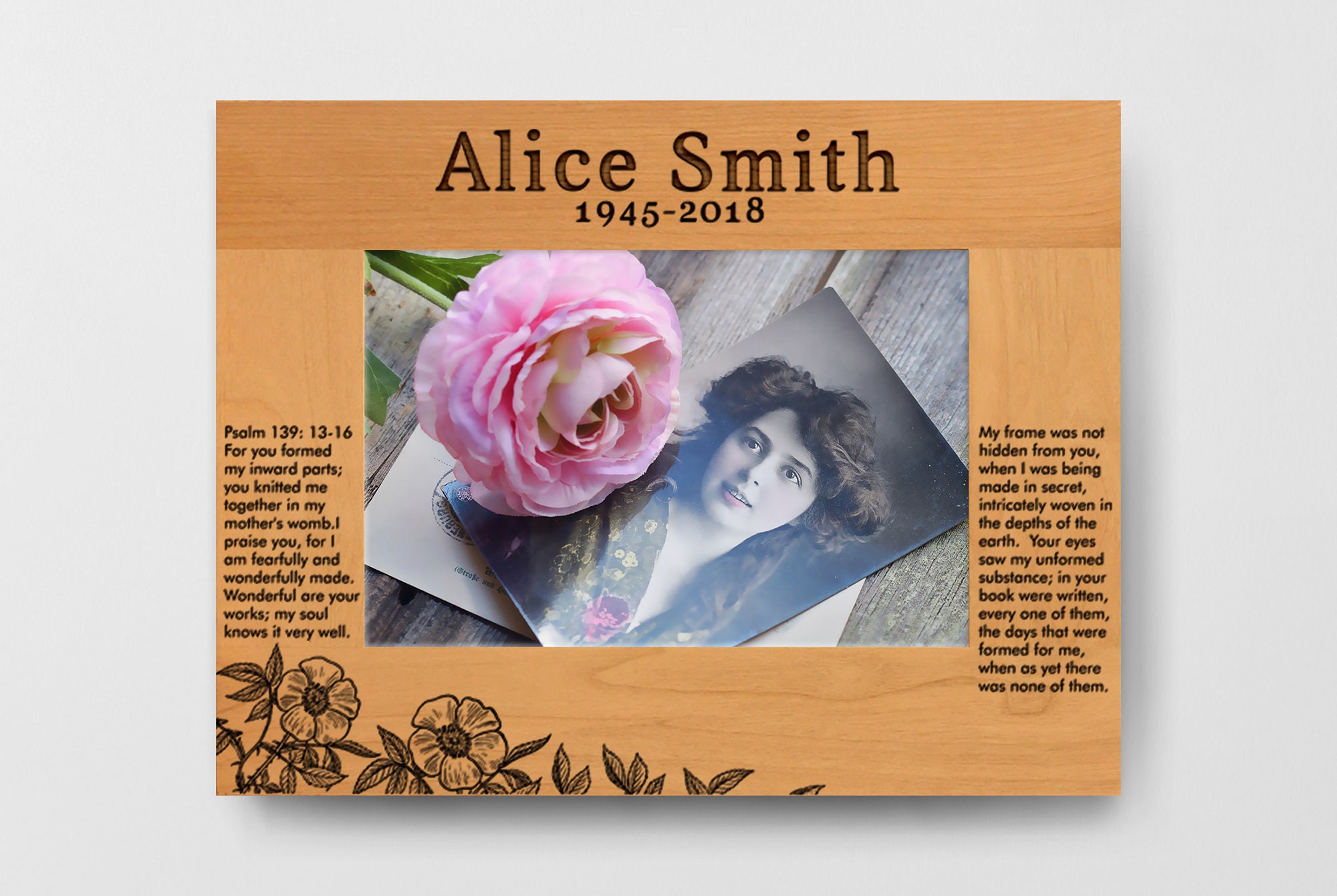 Personalized Funeral Photo Frame Engraved With Bible Verse - Etsy