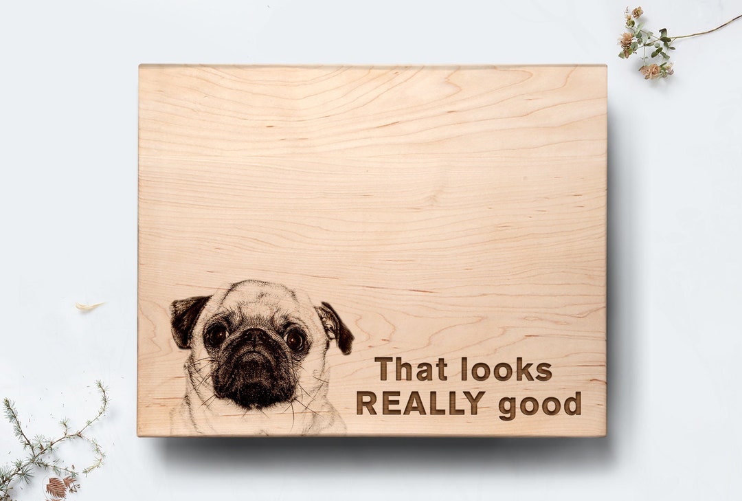 Personalized Pet Wood Cutting Board, Custom Engraved Dog Portrait ...