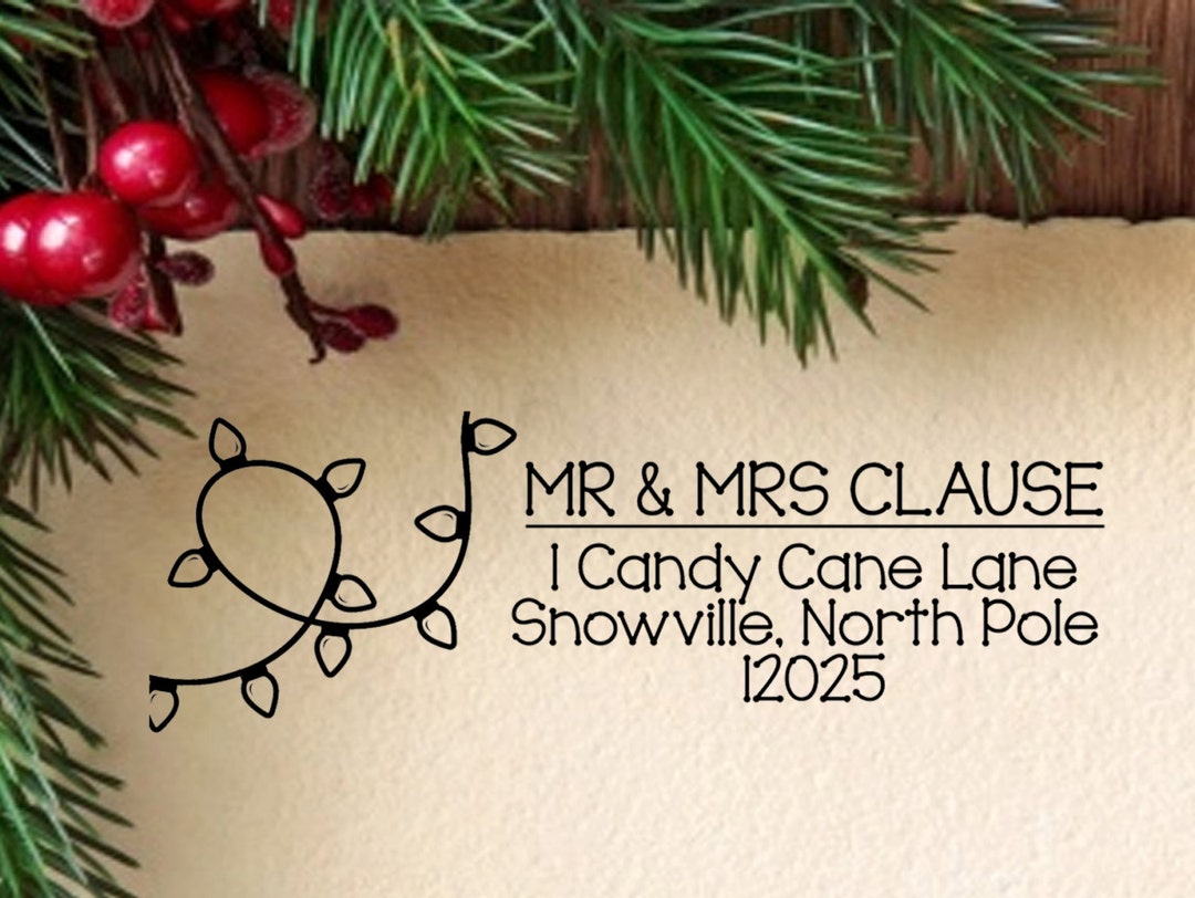 Christmas Stamp: String Lights Stamp, 3"x1" Santa Claus Stamp, Holiday ...