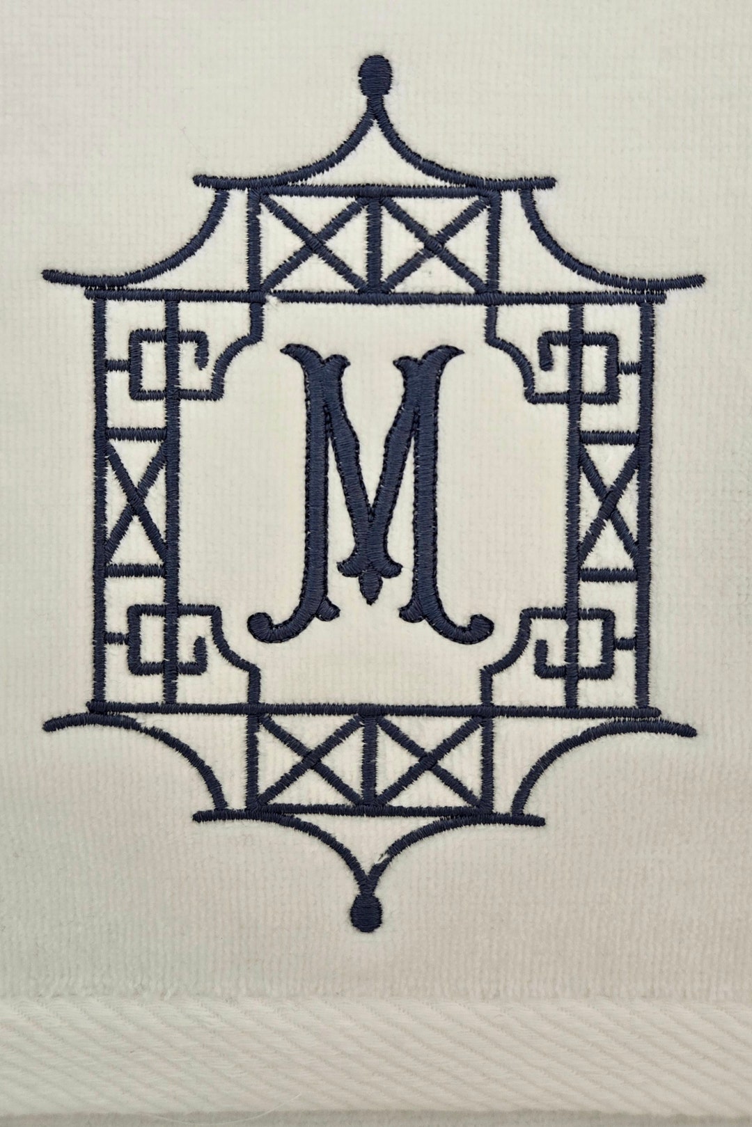 Personalized Hand Towel Chinoiserie Frame With Romanesque Monogram - Etsy