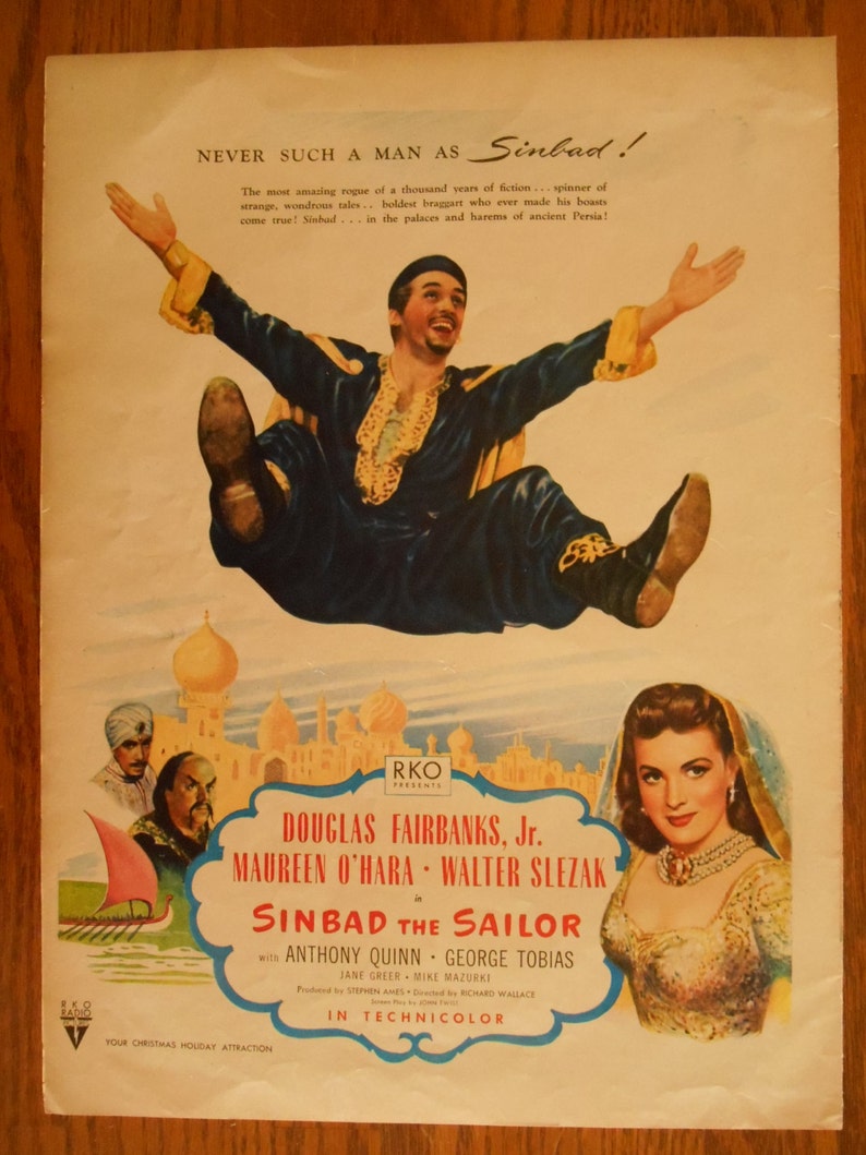 Vintage 1940s Hollywood Movie Ad to Frame Sinbad the Sailor | Etsy