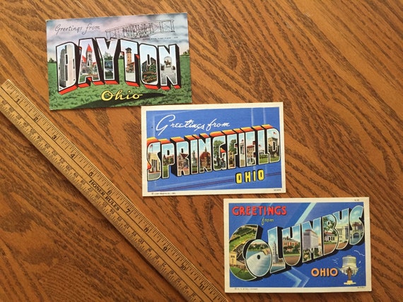 Set of 3 Vintage BIG LETTER Postcards Original & Unused - Etsy