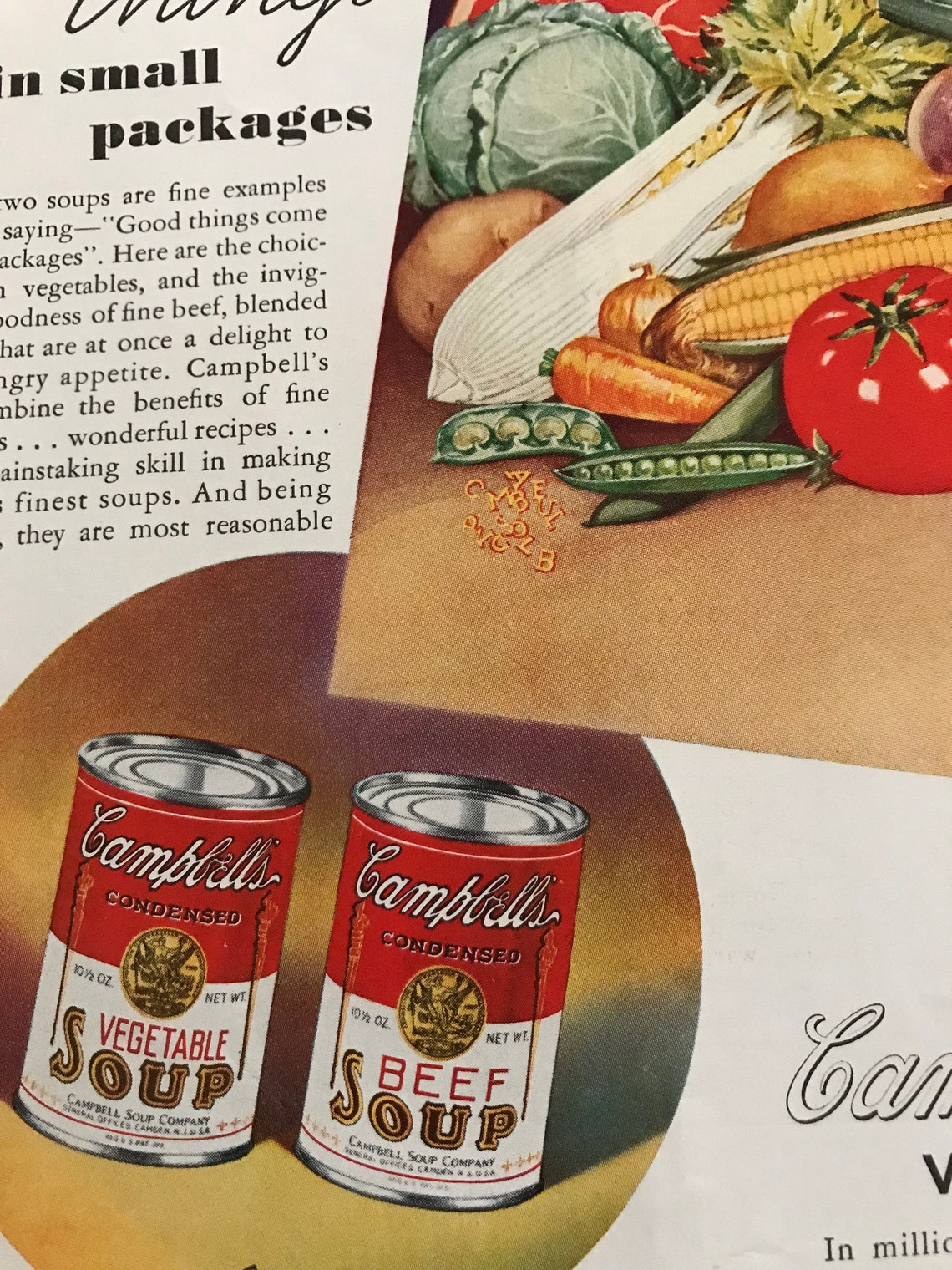 3 Campbell's Soup Ads to Frame Vintage Original | Etsy
