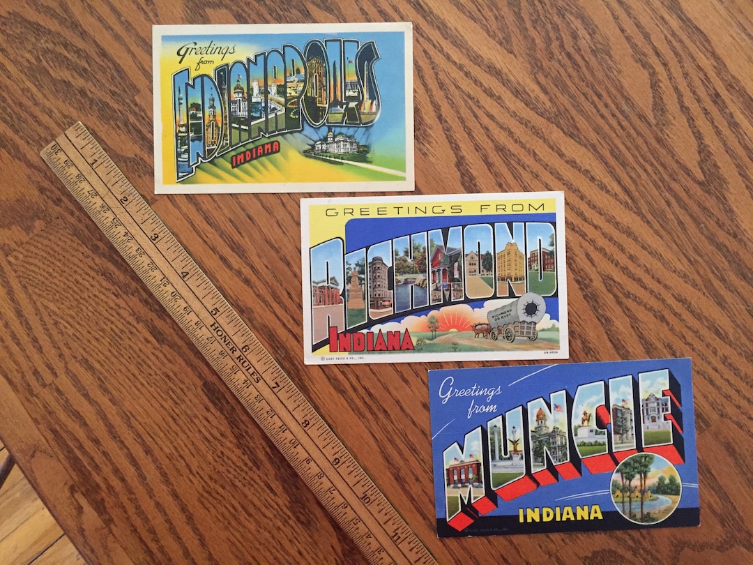 Set of 3 Vintage BIG LETTER Postcards Original & Unused, Featuring ...