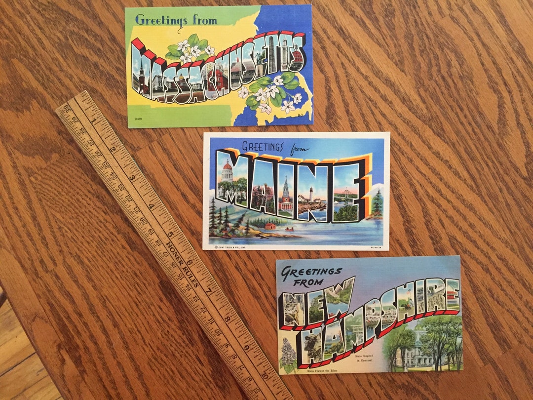 Set of 3 Vintage BIG LETTER Postcards Original & Unused, Featuring ...