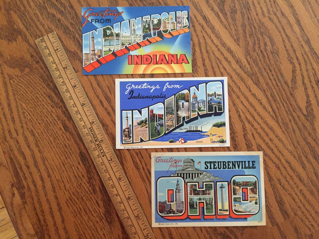Set of 3 Vintage BIG LETTER Postcards Original & Unused, Featuring ...