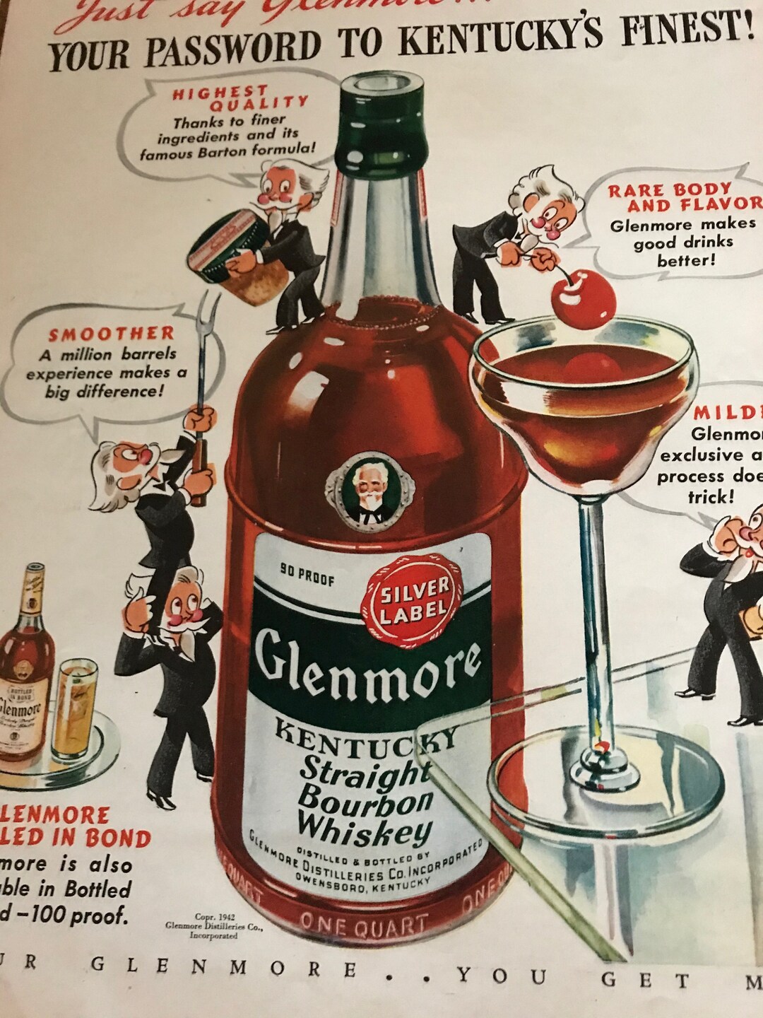 Home Drinks Bar Gift: 4 Vintage Ads Liquor, Cocktails at Home Gin ...