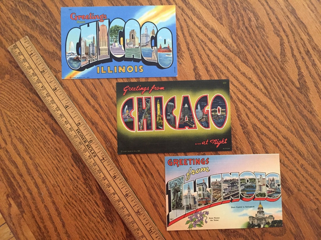 Set of 3 Vintage BIG LETTER Postcards Original & Unused, Featuring ...
