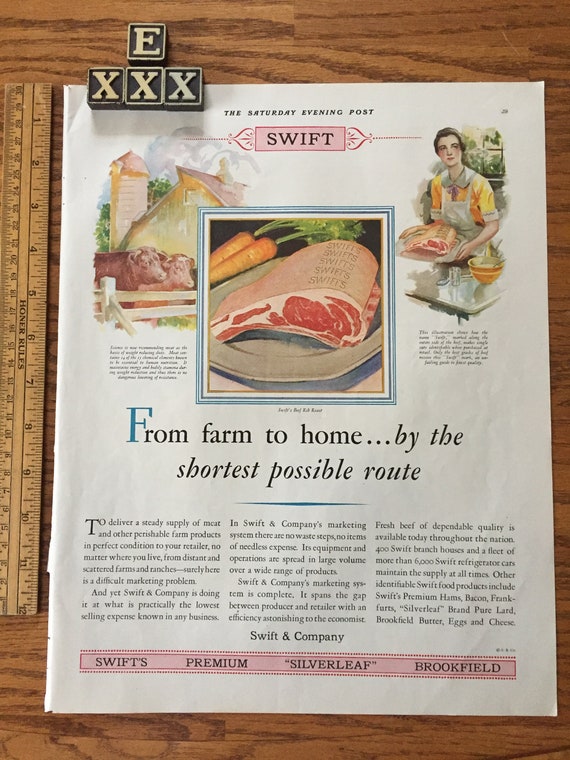 Swift's Premium Meat Advert From 1929 Saturday Evening - Etsy