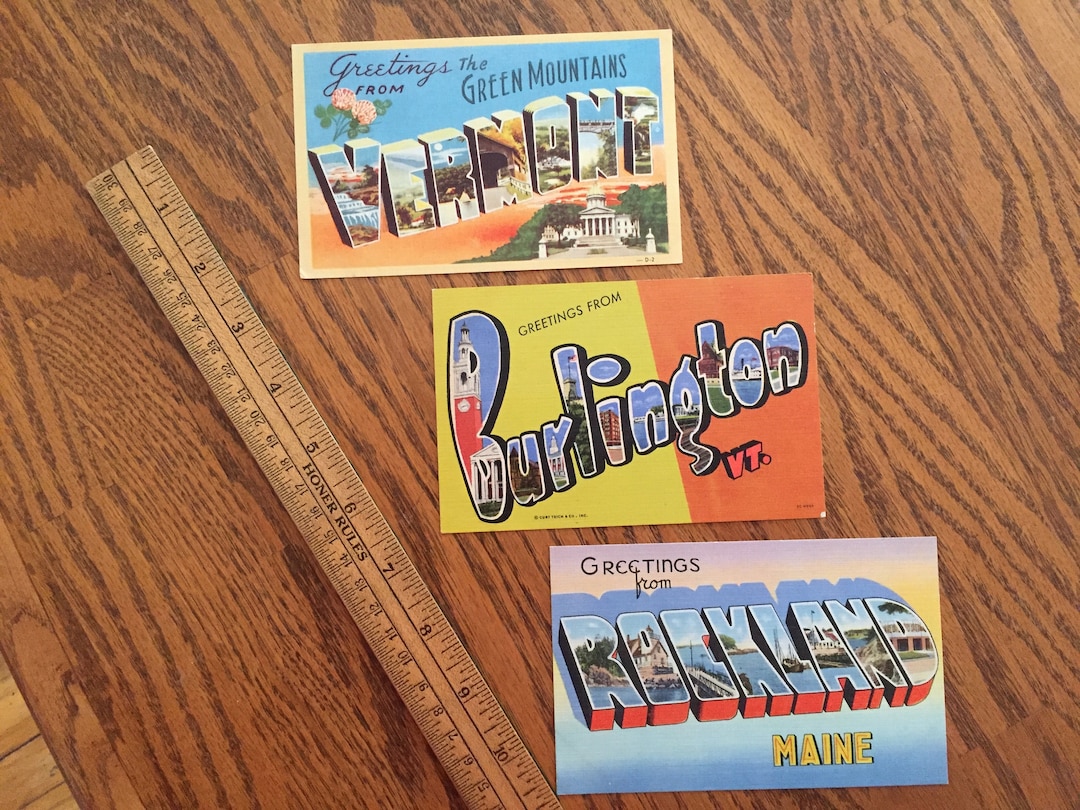 Set of 3 Vintage BIG LETTER Postcards Original & Unused, Featuring ...