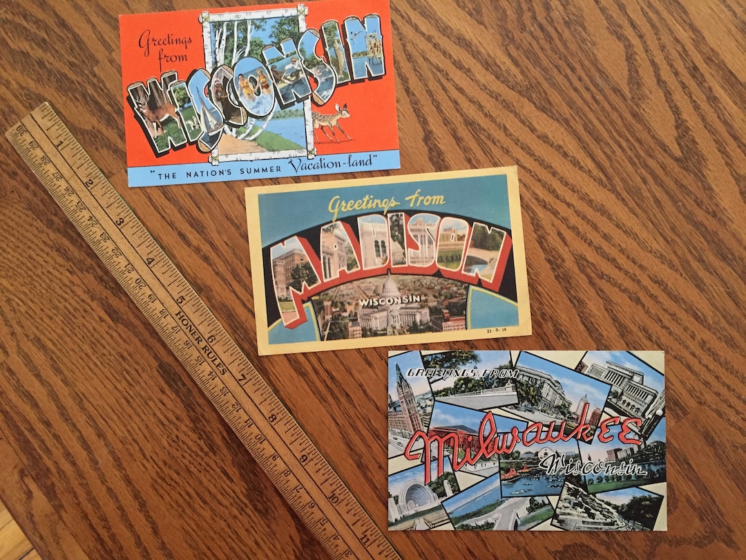 Set of 3 Vintage BIG LETTER Postcards Original & Unused, Featuring ...