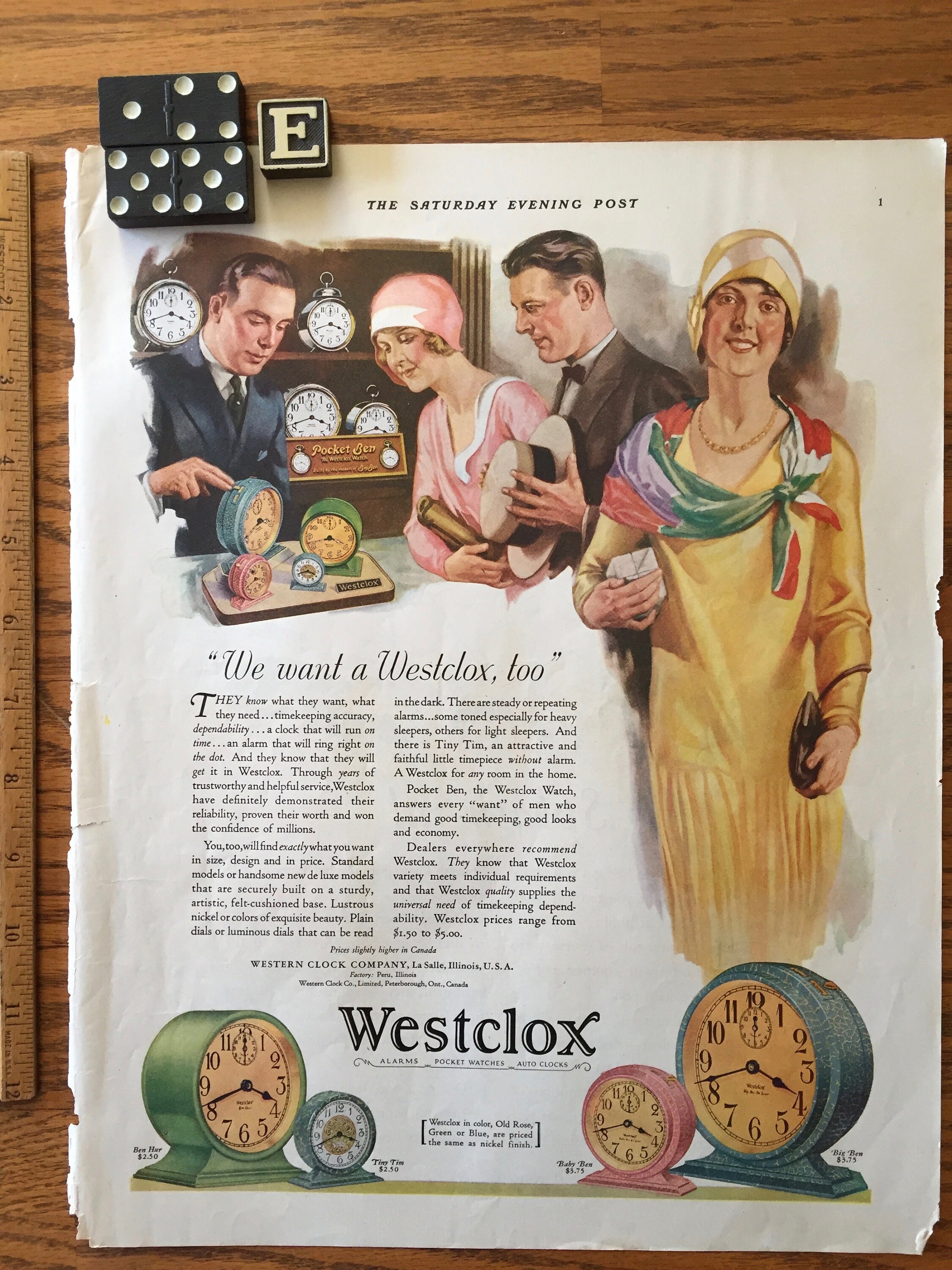 Westclox Alarm Clock Ad Iconic 1920s Madison Avenue - Etsy Canada