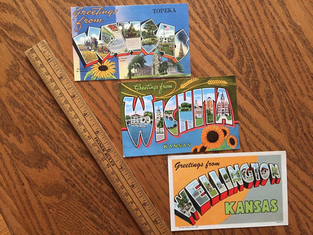 Set of 3 Vintage BIG LETTER Postcards Original & Unused, Featuring ...